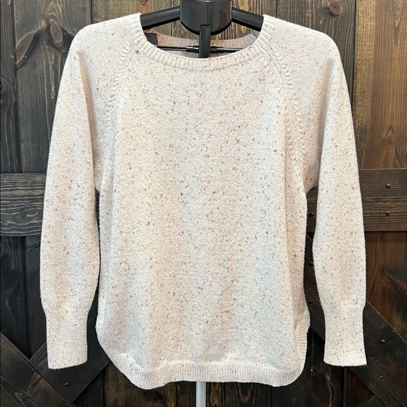 LOFT | Sweaters | Loft Confetti Sweater Xl Cream Color Pops Split Hem ...